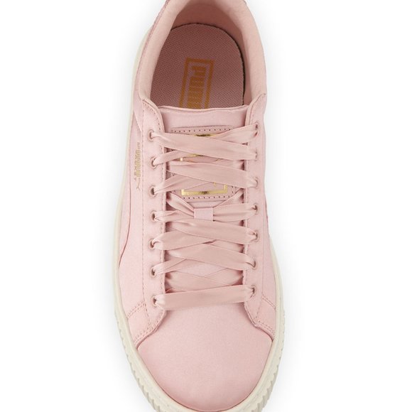 Puma | Shoes | Puma Basket Pink Satin Lowtop Platform Sneakers | Poshmark